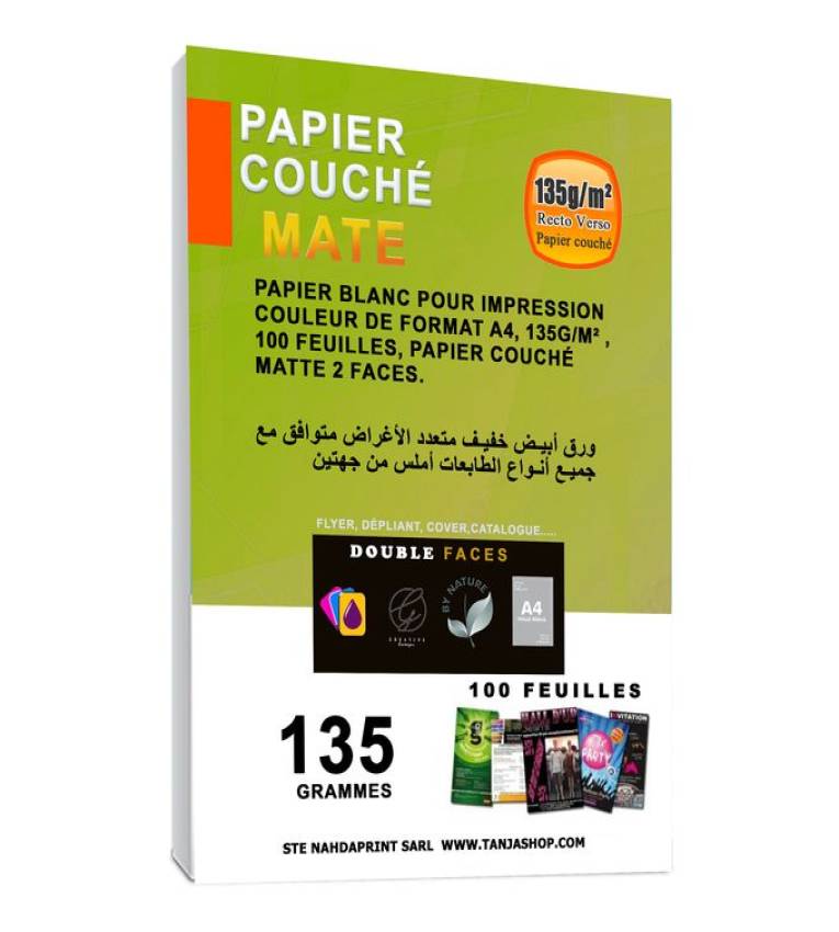 Tanjashop.com - Papier de Flyers 135g Pack 250 Feuilles couché Matt A4